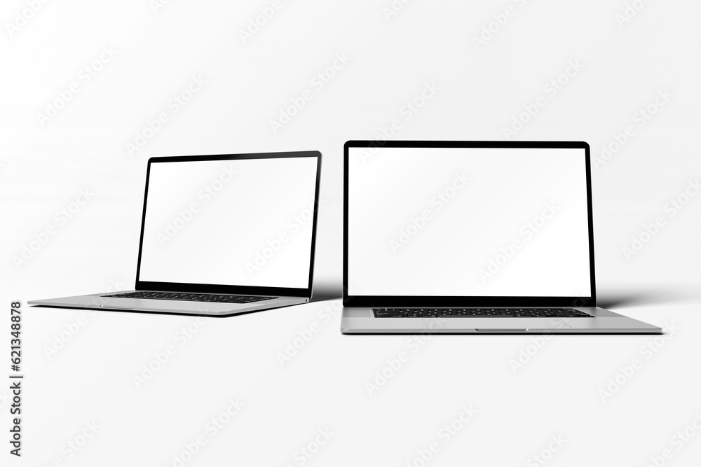 Laptop Mockup Template Notebook Screen Realistic Isolated on Blank ...