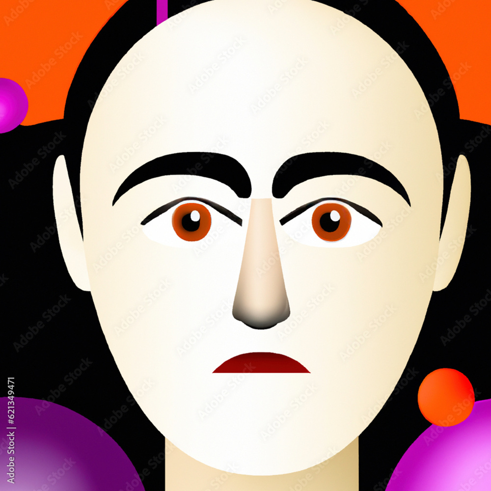 Humanoid self-portrait of AI, with bilateral symmetry, oval face ...