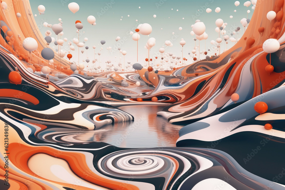 abstract background resembling a surreal dreamscape, with floating ...