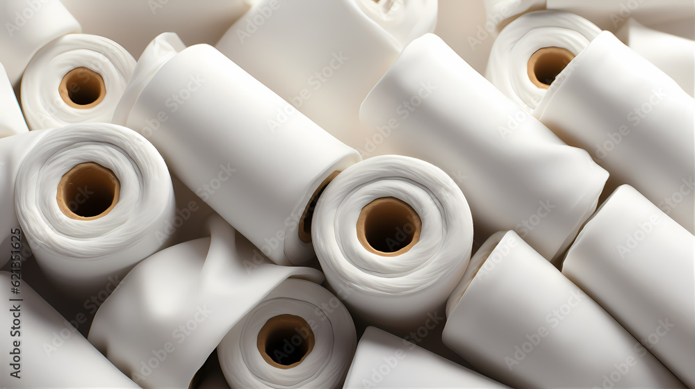 Blank white folded fabric roll mockup, 3d style. Empty rolled tissue or ...