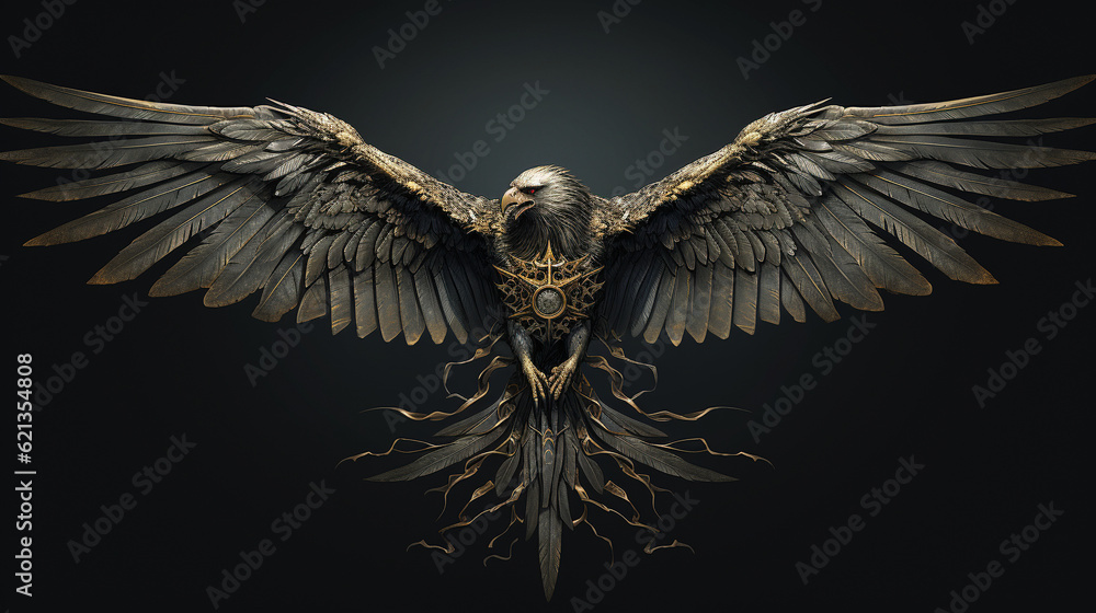 Mystic Hawk logo design isolated in black background Stock Illustration ...