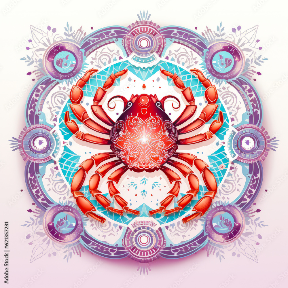 Captivating astrological Cancer sign showcased in pastel hues ...