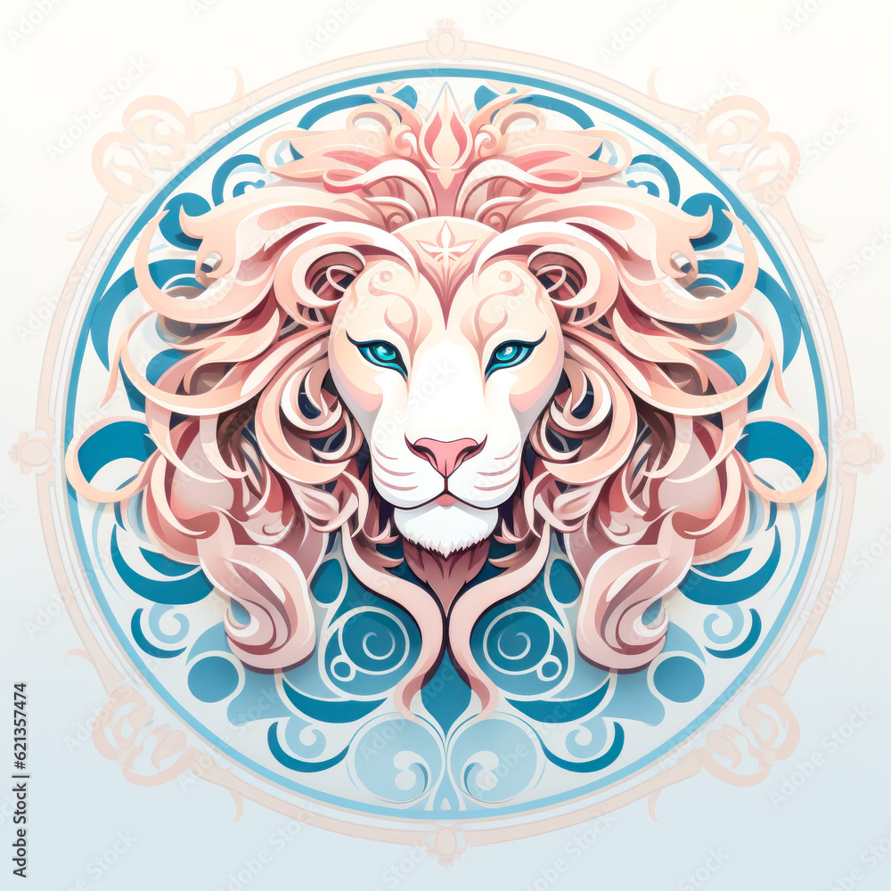 Mystical pastel Leo astrological sign in a captivating circle, set ...