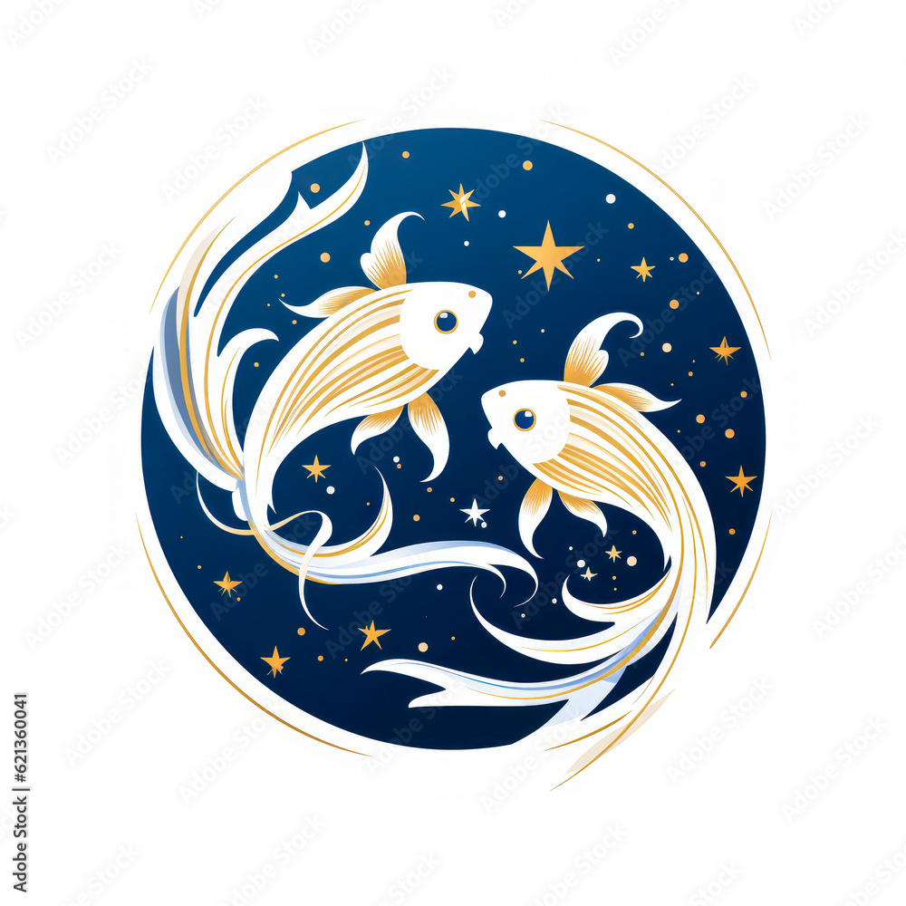 Spellbinding minimalist depiction of Pisces astrological sign ... Spellbinding minimalist depiction of Pisces astrological sign ...