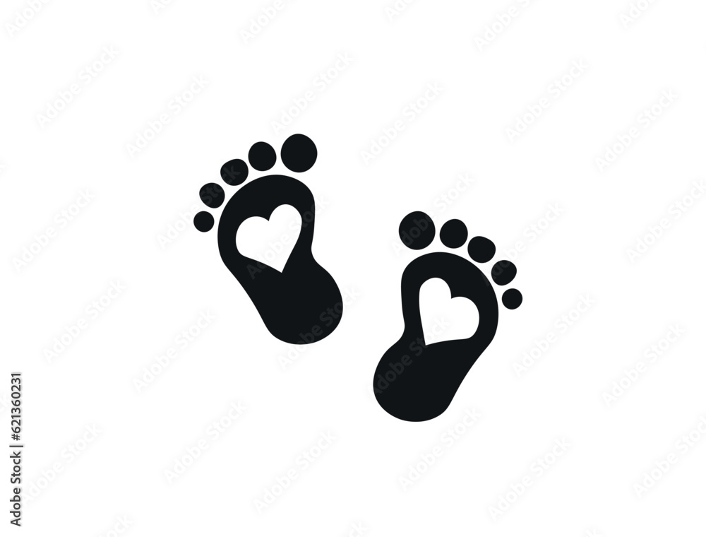 Baby footprint in the heart. Vector stock illustration for poster ...