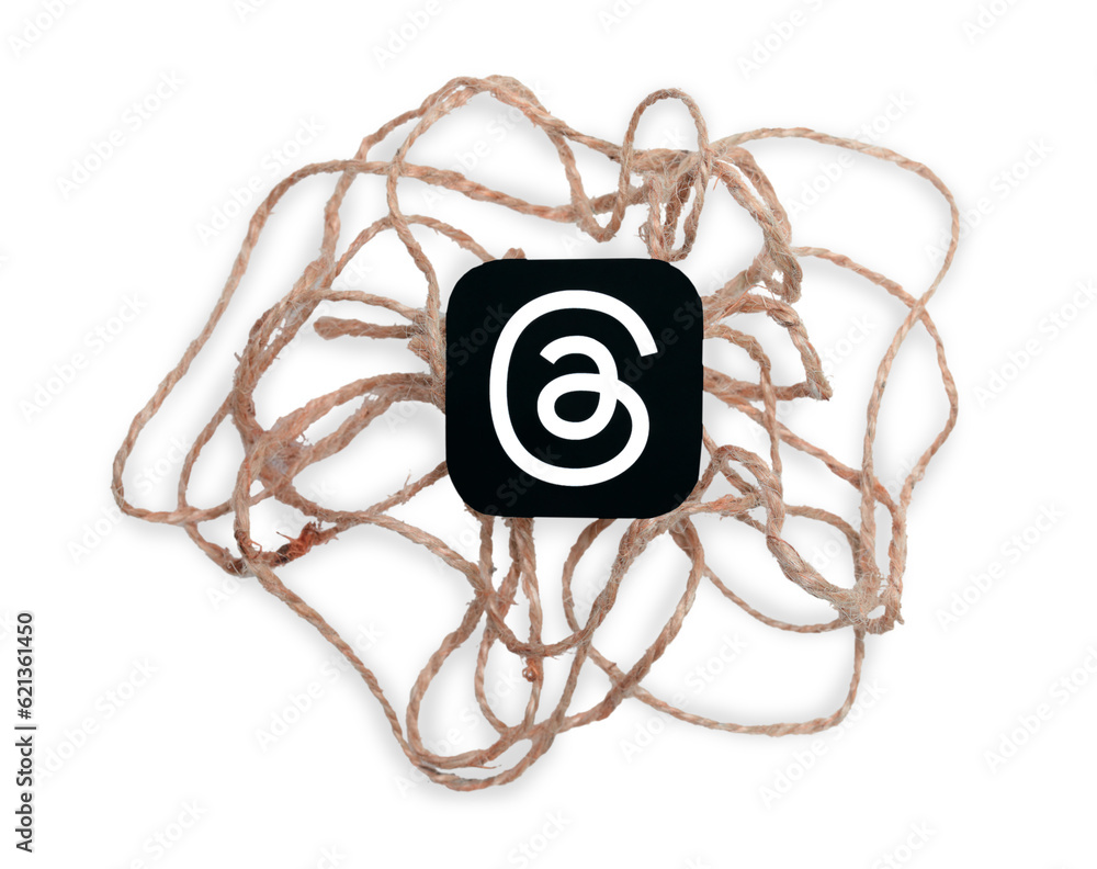 Threads mobile app icon with sackcloth threads on transparent ...