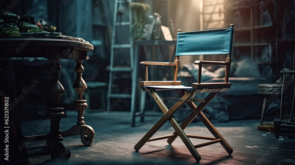 Director chair, set on film set Stock Photo | Adobe Stock