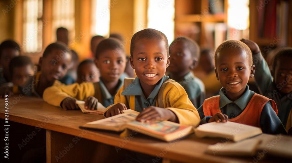 Children from Africa reading and learning together in a community ...