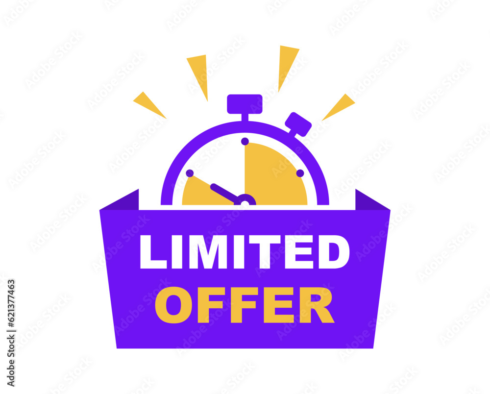 Limited offer banner with timer. Last offer label. Countdown of time ...