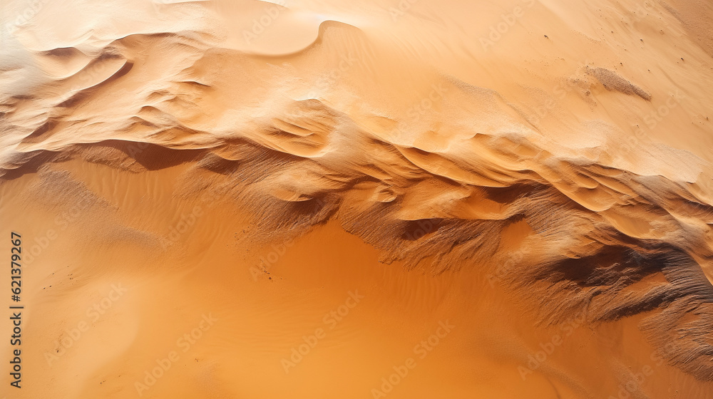 Drone photo of the Sahara desert sand dunes in color, taken with DJI ...
