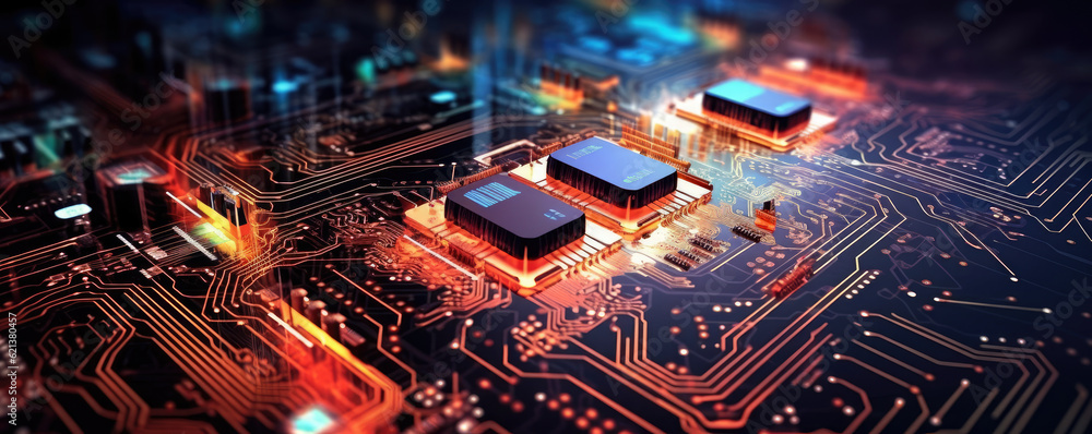 Digital circuit board background with abstract circuitry and ...