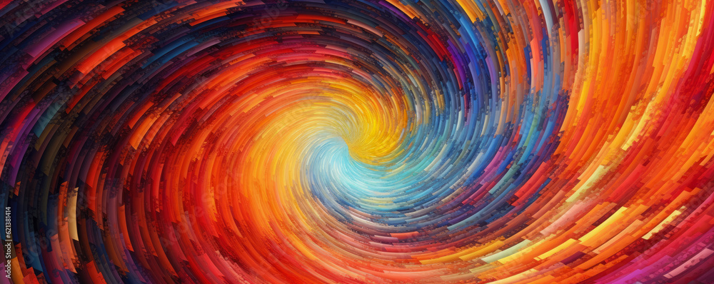 Abstract background with a swirling vortex of colors and shapes ...