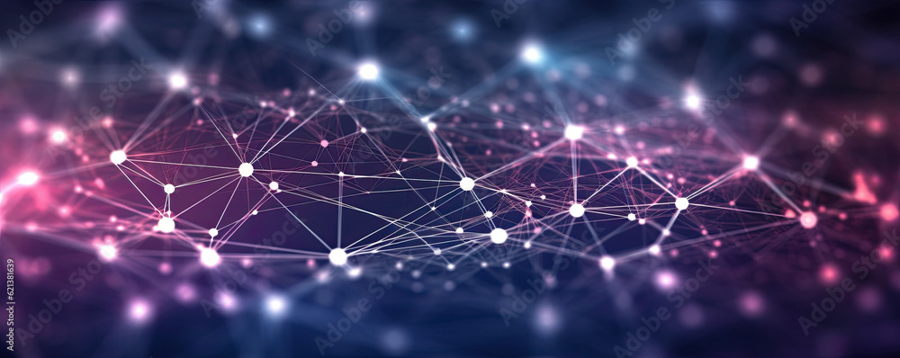 Abstract background with a network of interconnected nodes and lines ...