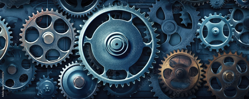 Sophisticated business backdrop with a pattern of interlocking gears ...