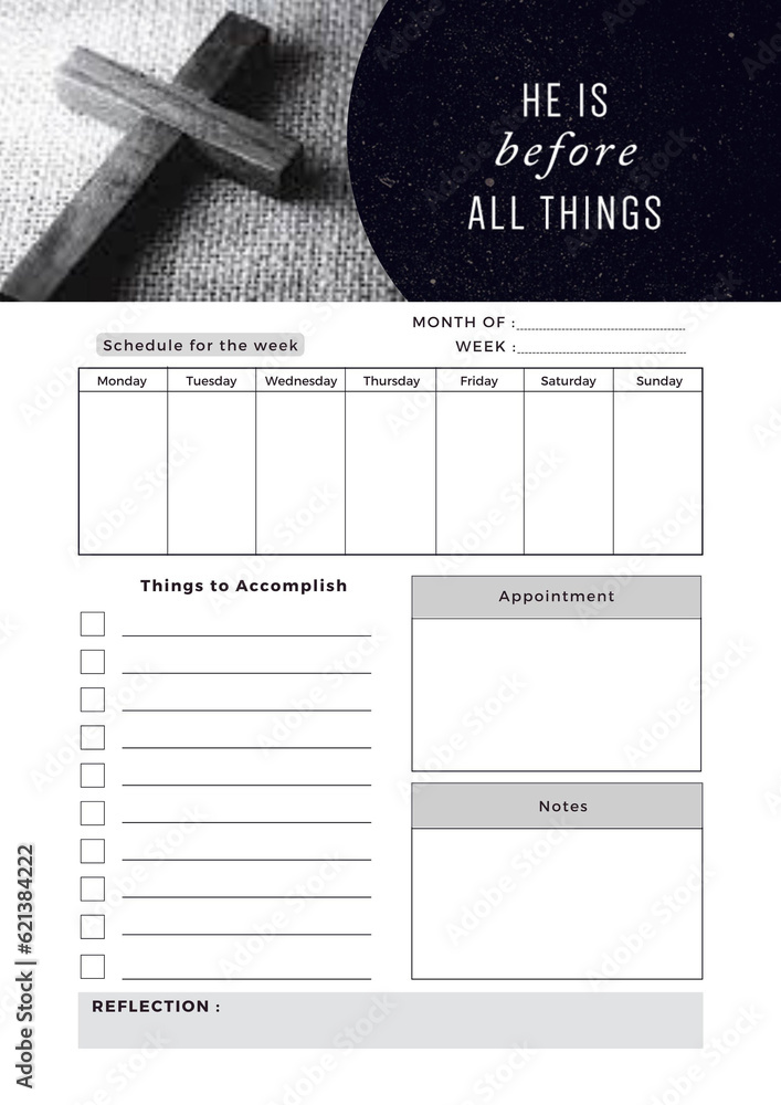 Christian planner digital planning insert sheet printable page template ...