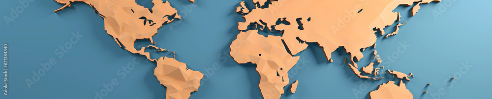 simplified map of the world, stylized 3d render illustration Stock ...