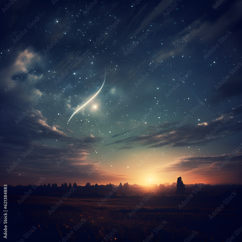 The captivating full moon glows brilliantly in the night sky, casting ...