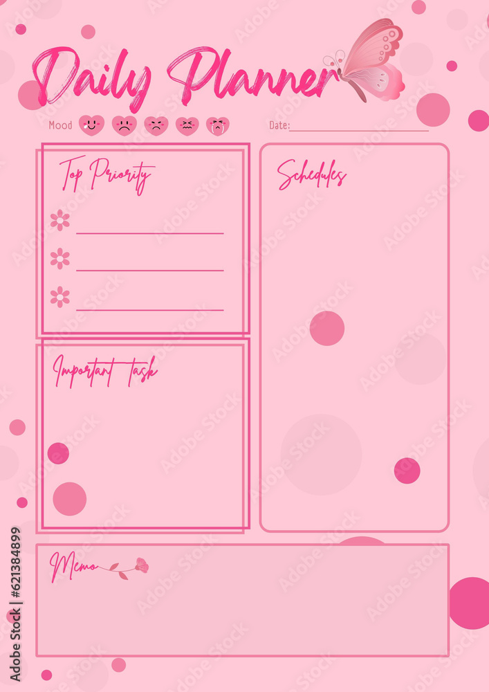 Pink planner digital planning insert sheet printable page template ...