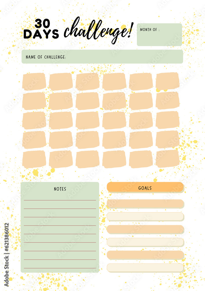 30 day challenge planner digital planning insert sheet printable page ...