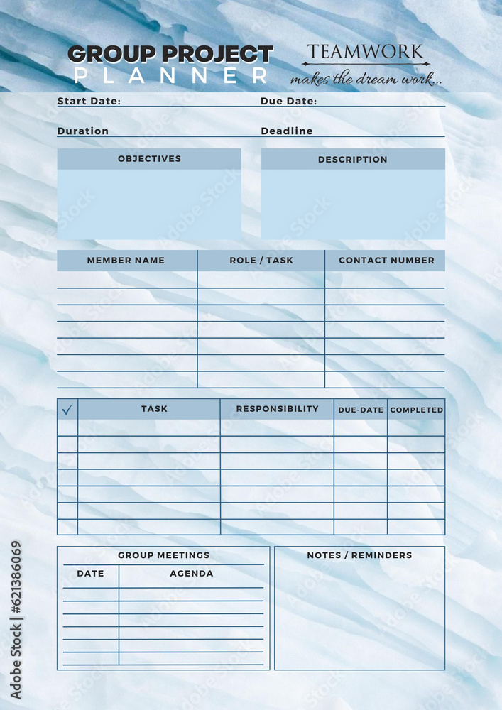 Group project planner digital planning insert sheet printable page ...
