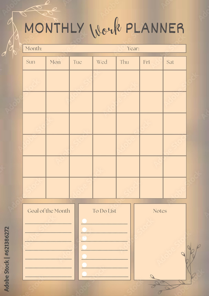 Monthly work planner digital planning insert sheet printable page ...