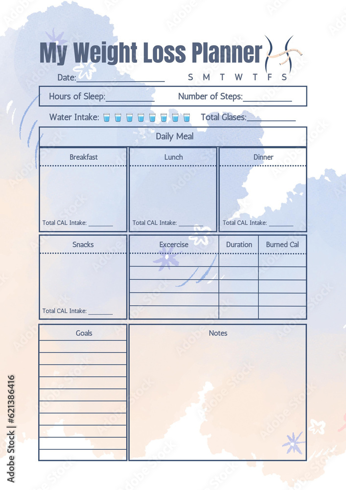Weight loss planner digital planning insert sheet printable page ...