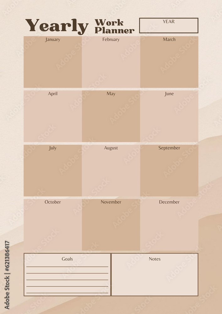 Yearly work planner digital planning insert sheet printable page ...