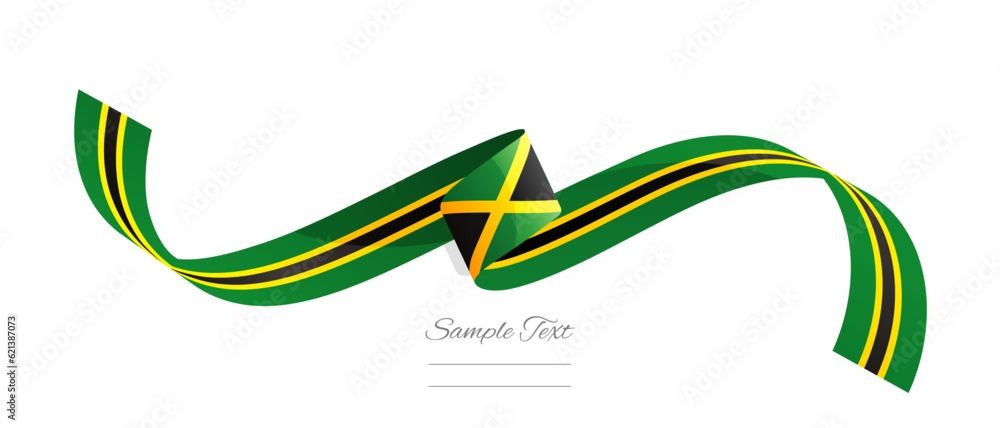 Jamaican flag ribbon vector illustration. Jamaica flag ribbon on ...