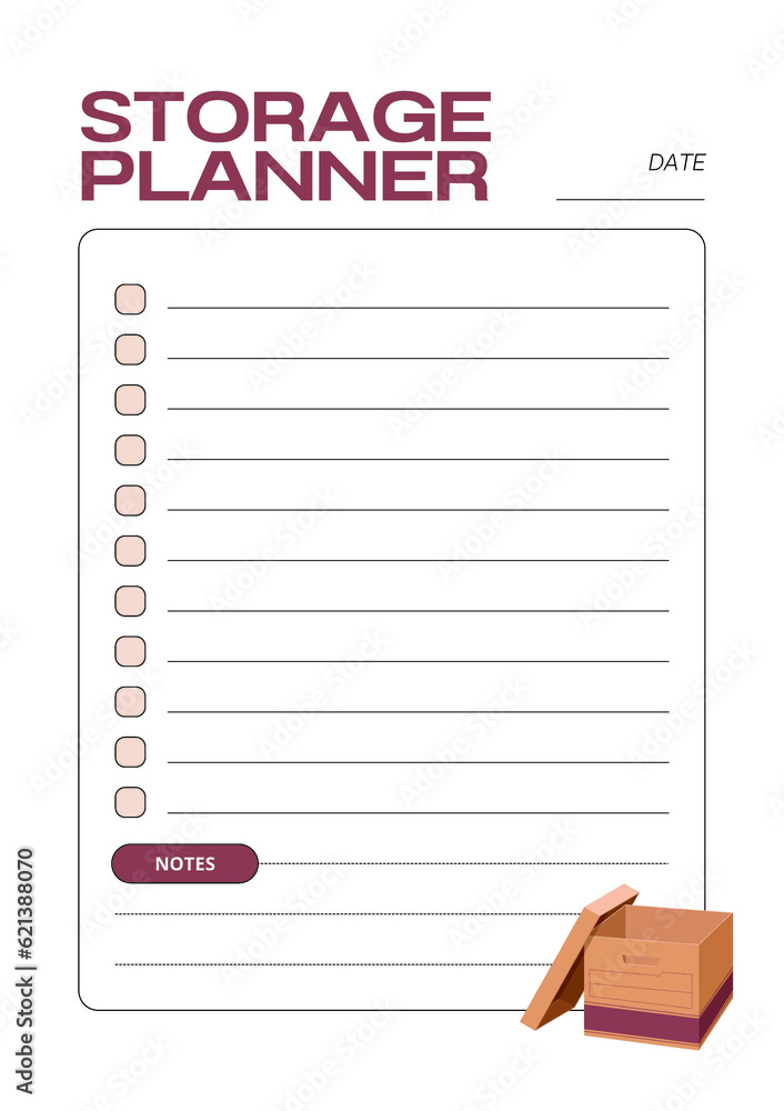 Storage case planner digital planning insert sheet printable page ...