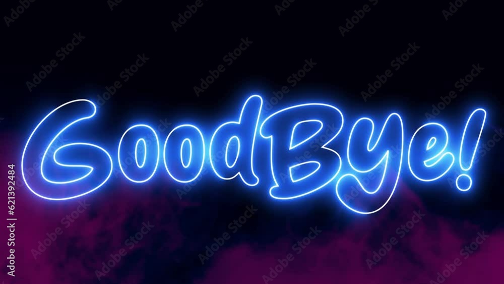 4K Ultra Hd Video. GoodBye text electric blue lighting text with ...
