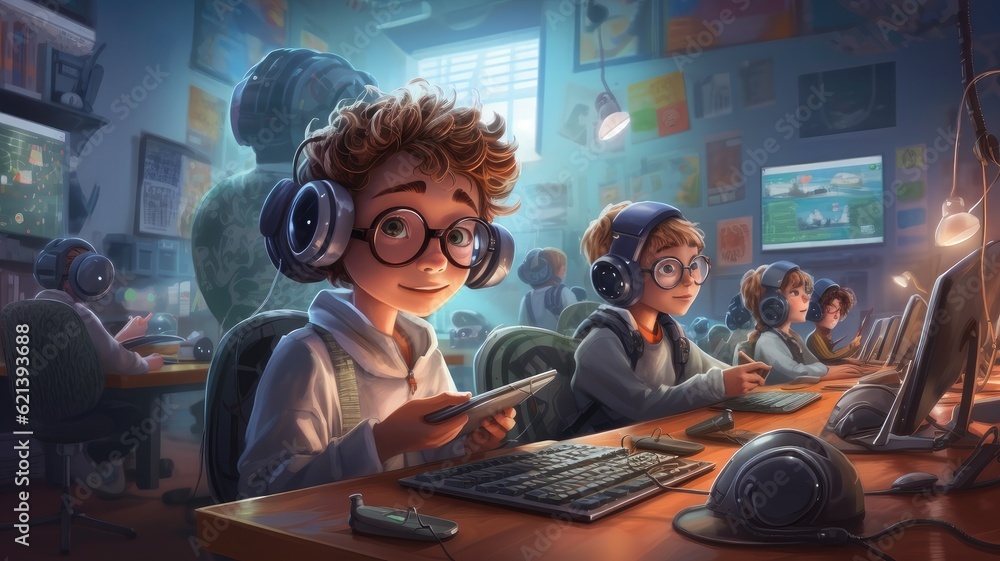 Technology integration: Illustrations showcase students using digital ...