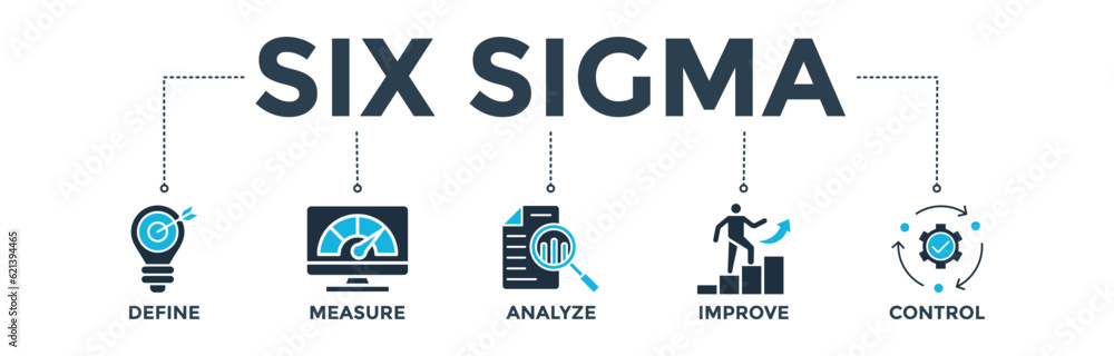 Lean six sigma banner web icon vector illustration concept for process ...