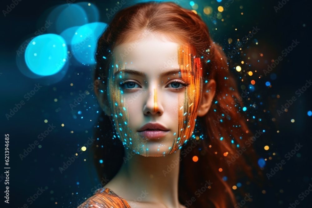Stunning portrait of a futuristic womans face created with generative ...