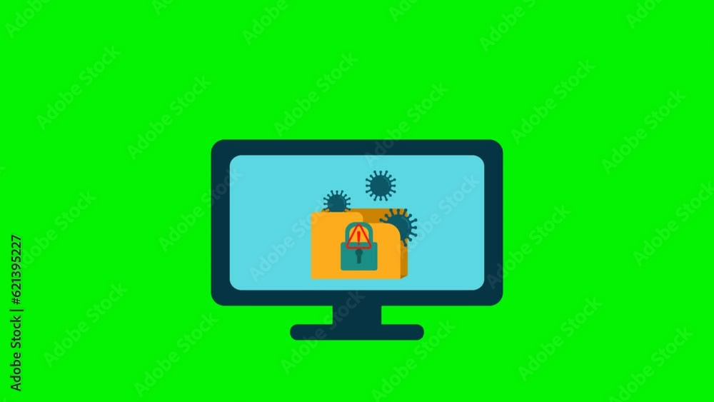 Ramsomware locking the file system on a computer program. Animated ...