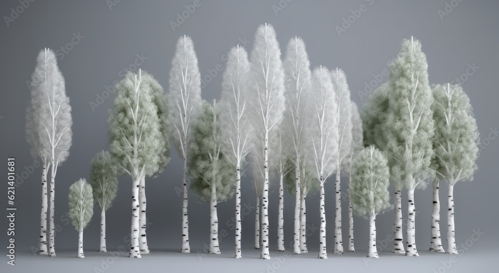 Beautiful Birch Trees of Various Heights - Perfect for Nature Scenes ...