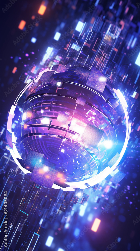 quantum computing with glowing superconducting qubits. Futuristic ...