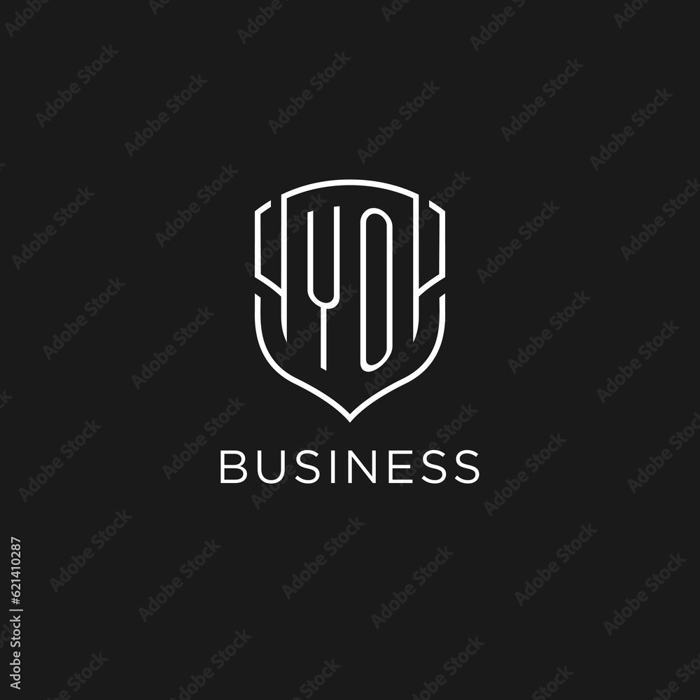 Initial YO logo monoline shield icon shape with luxury style Stock Vector | Adobe Stock