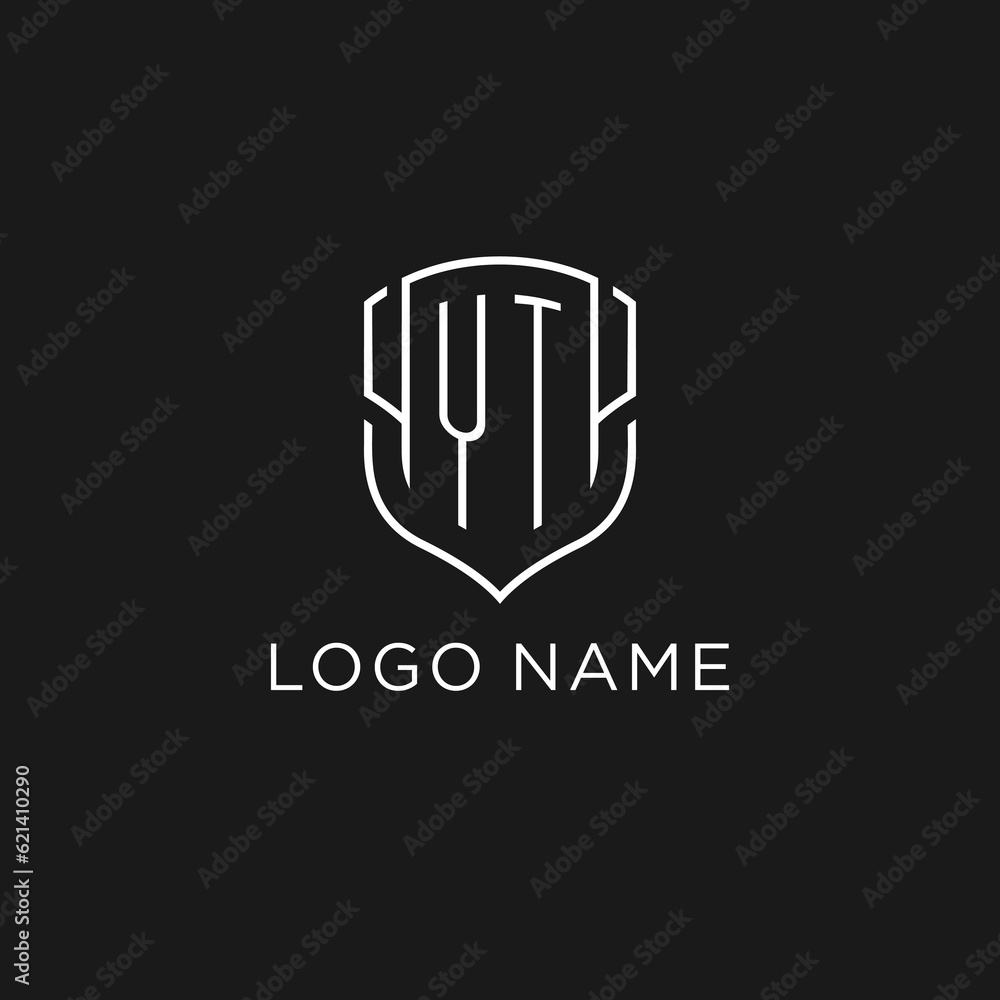 Initial YT logo monoline shield icon shape with luxury style Stock Vector | Adobe Stock