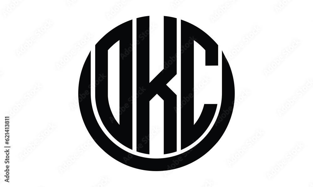 OKC shield in circle logo design vector template. lettermrk, wordmark ...