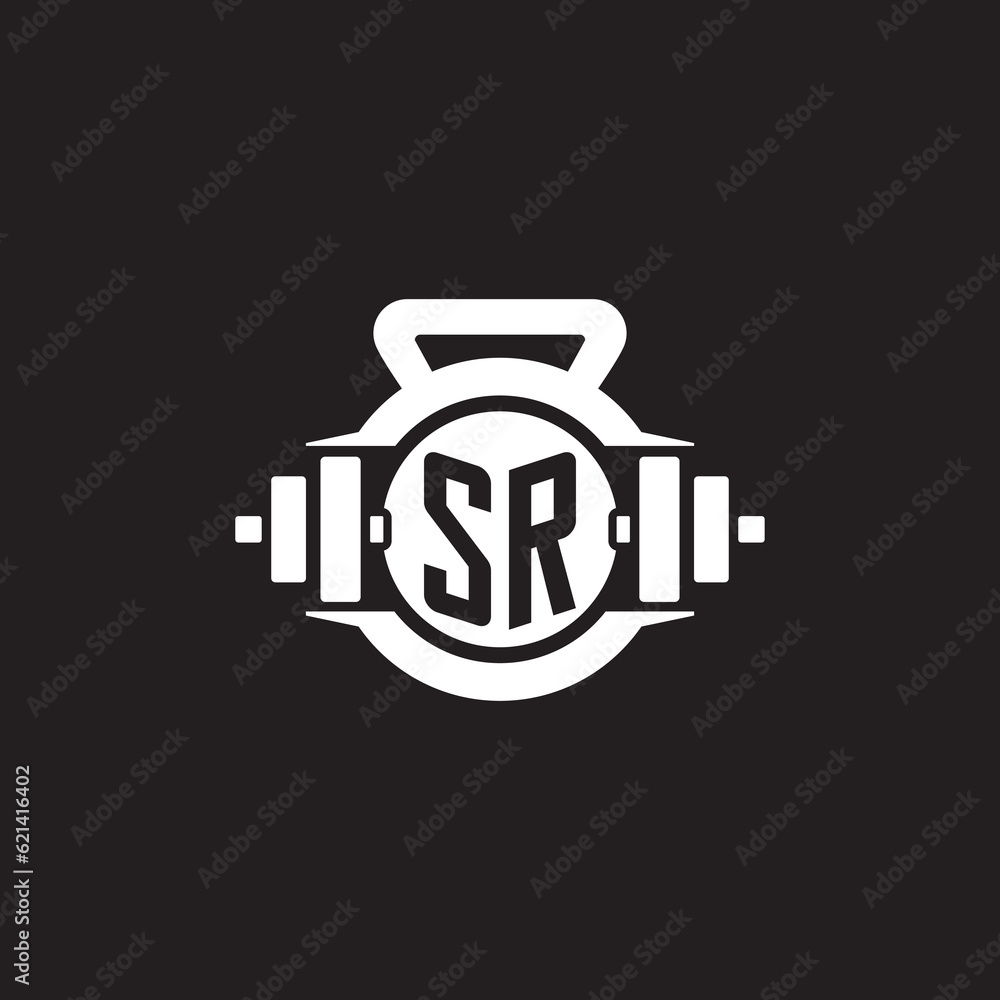 Initial SR logo design ideas with simple dumbbell and kettlebell icon ...