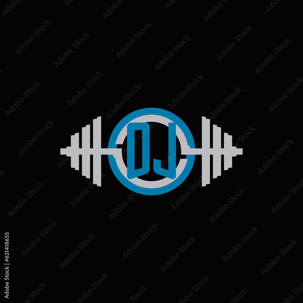 Initial OJ logo design with geometric dumbbell and circle line icon ...
