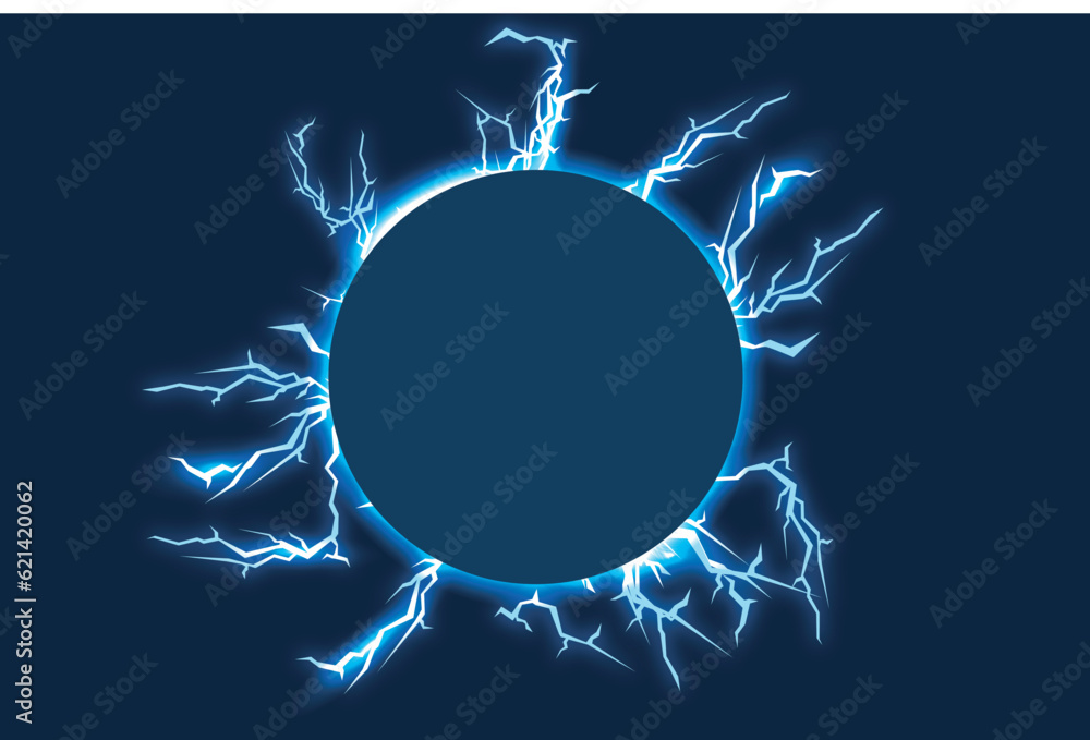 Lightning, blue color electric lightning strike during night storm ...