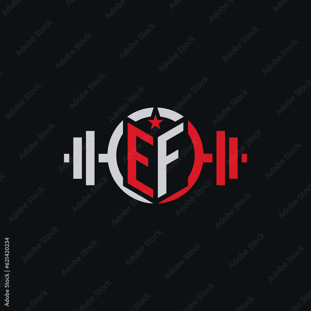 Initial EF dumbbell logo design for fitness center with creative modern ...