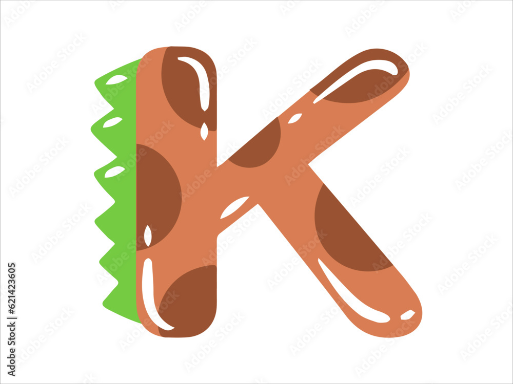 Dinosaur Alphabet Letter K Illustration Stock Vector | Adobe Stock