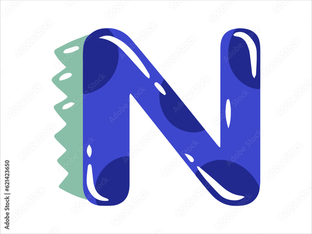 Dinosaur Alphabet Letter N Illustration Stock Vector | Adobe Stock