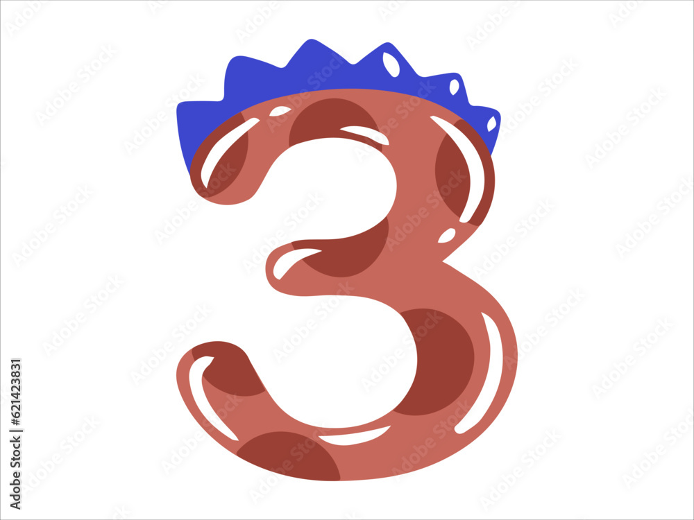 Dinosaur Alphabet Number 3 Illustration Stock Vector | Adobe Stock