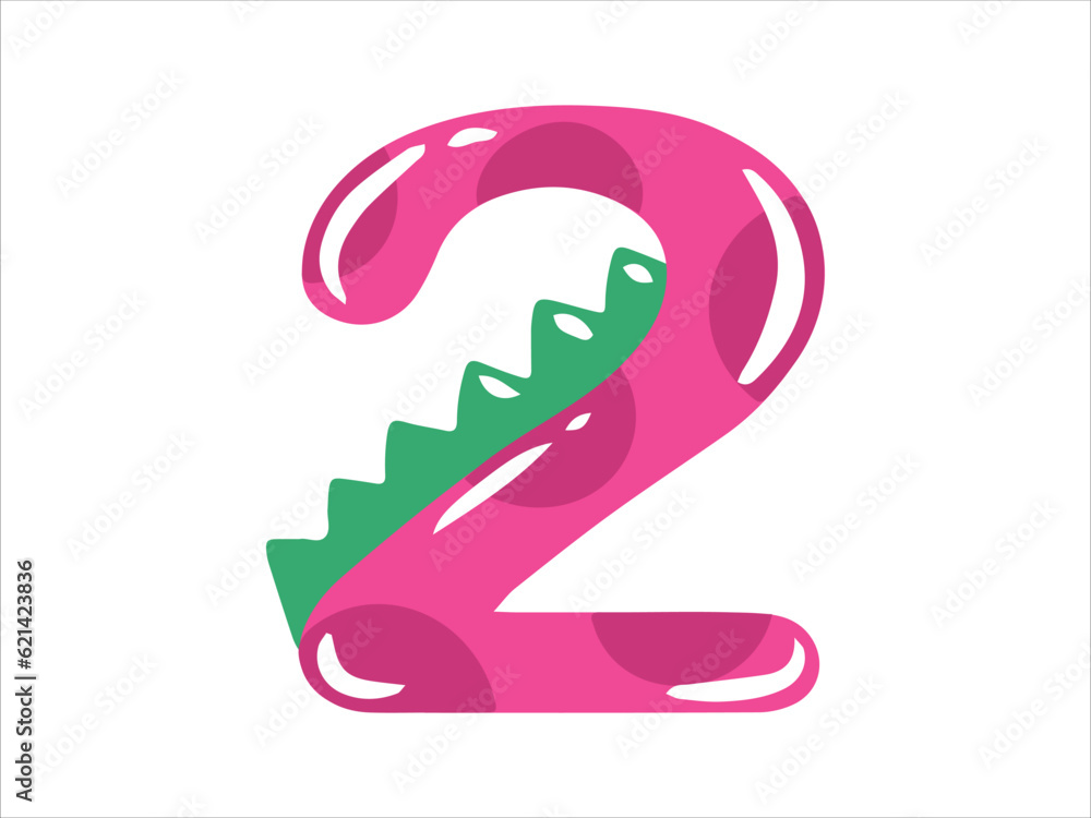 Dinosaur Alphabet Number 2 Illustration Stock Vector | Adobe Stock
