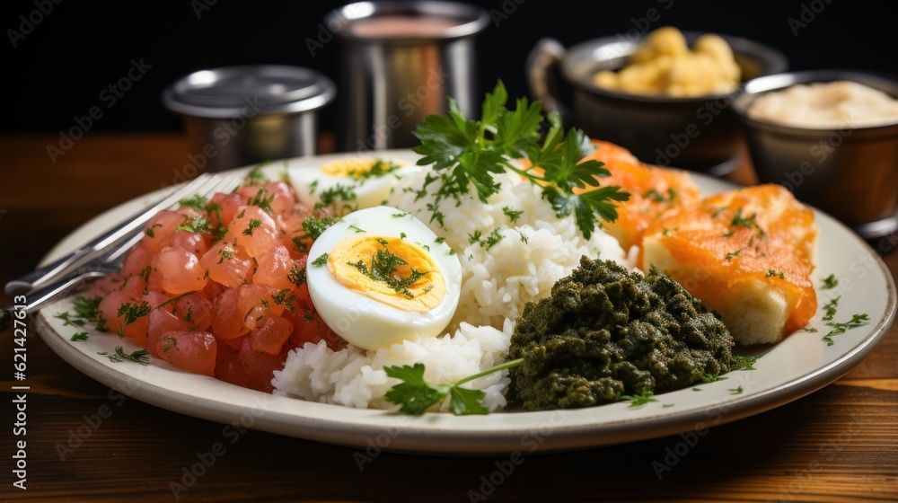 Plates of food white rice 🍚 topped with butter 🧈, canned corm 🌽, hash ...