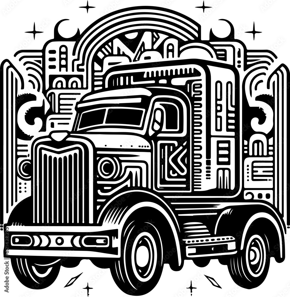 Vetor de Truck Monogram SVG Bundle, Semi Truck SVG, Dump Truck SVG ...