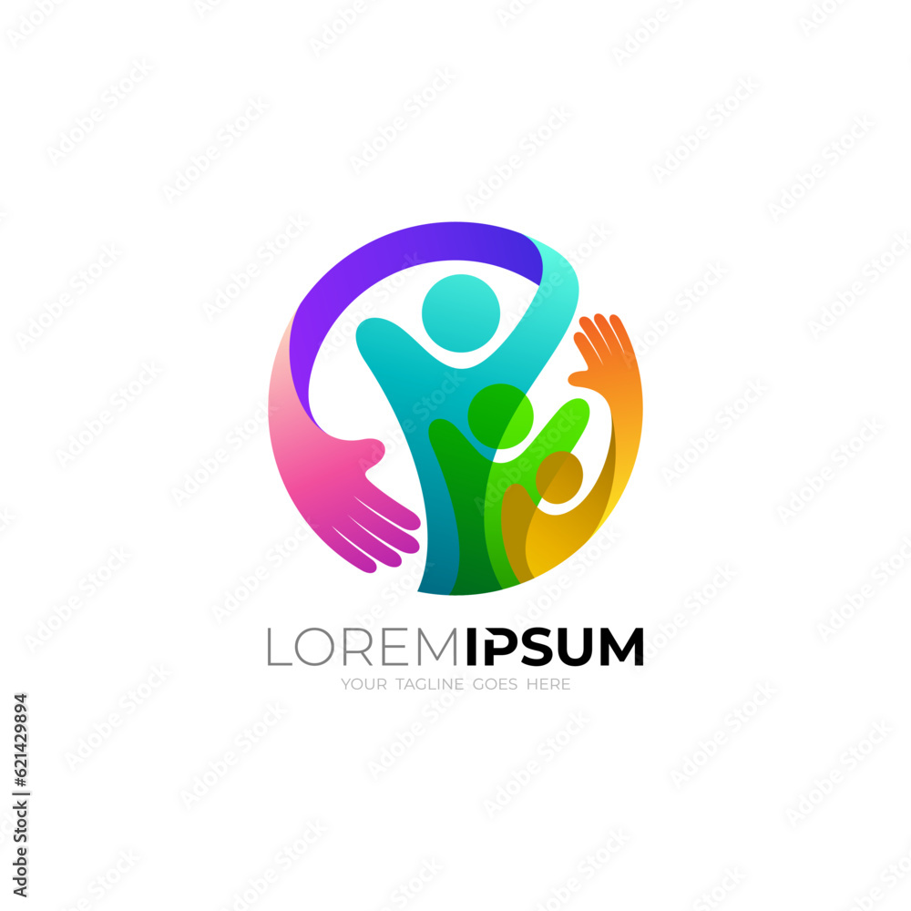Circle logo with charity design vector, people logo and social design ...